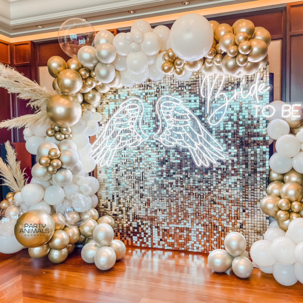 แบคดรอปลูกโป่ง ฉากลูกโป่ง Hen Party Balloon Backdrop - Gold Shimmer ...